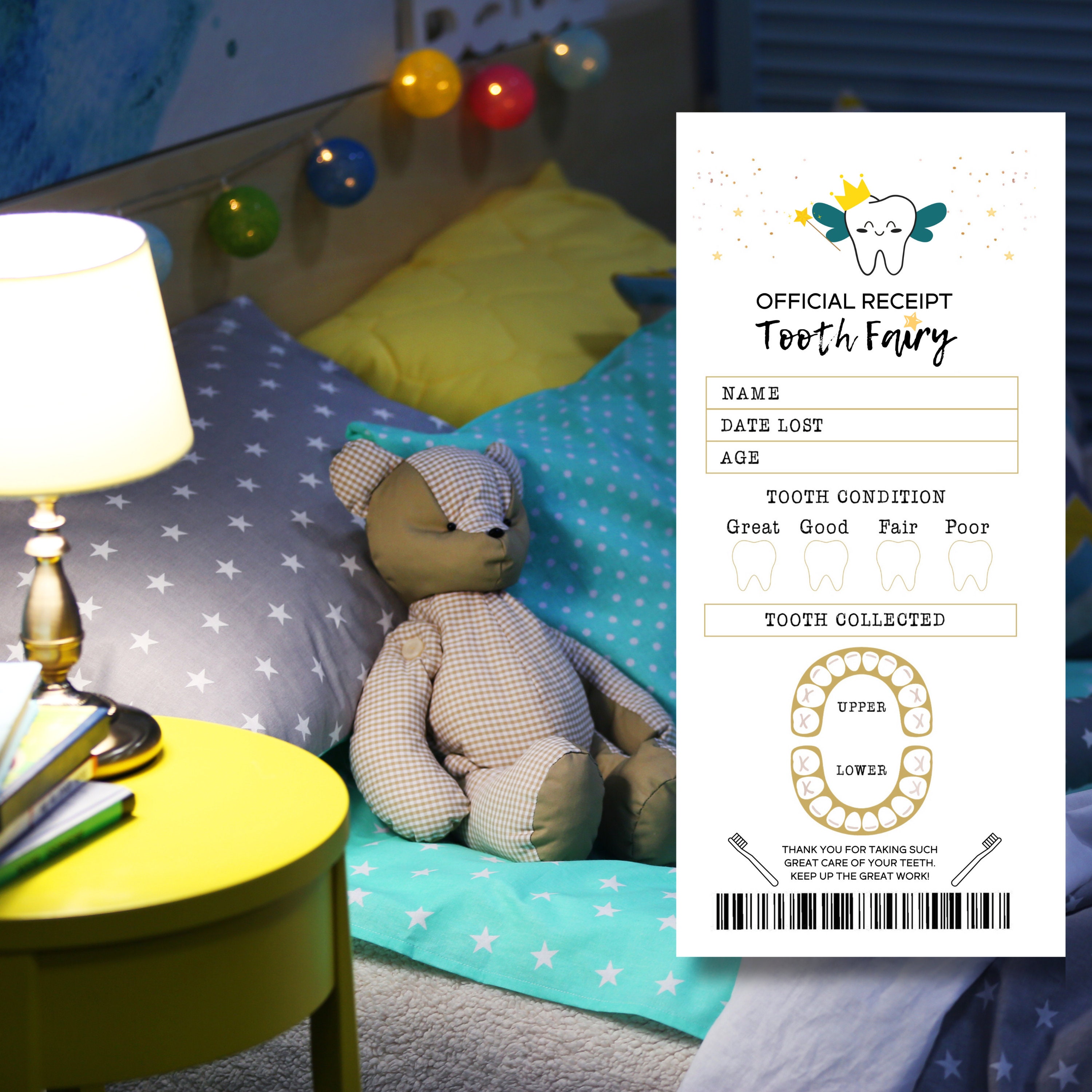 Tooth Fairy Letter With Tooth Fairy Receipt, Tooth Fairy Pillow ...