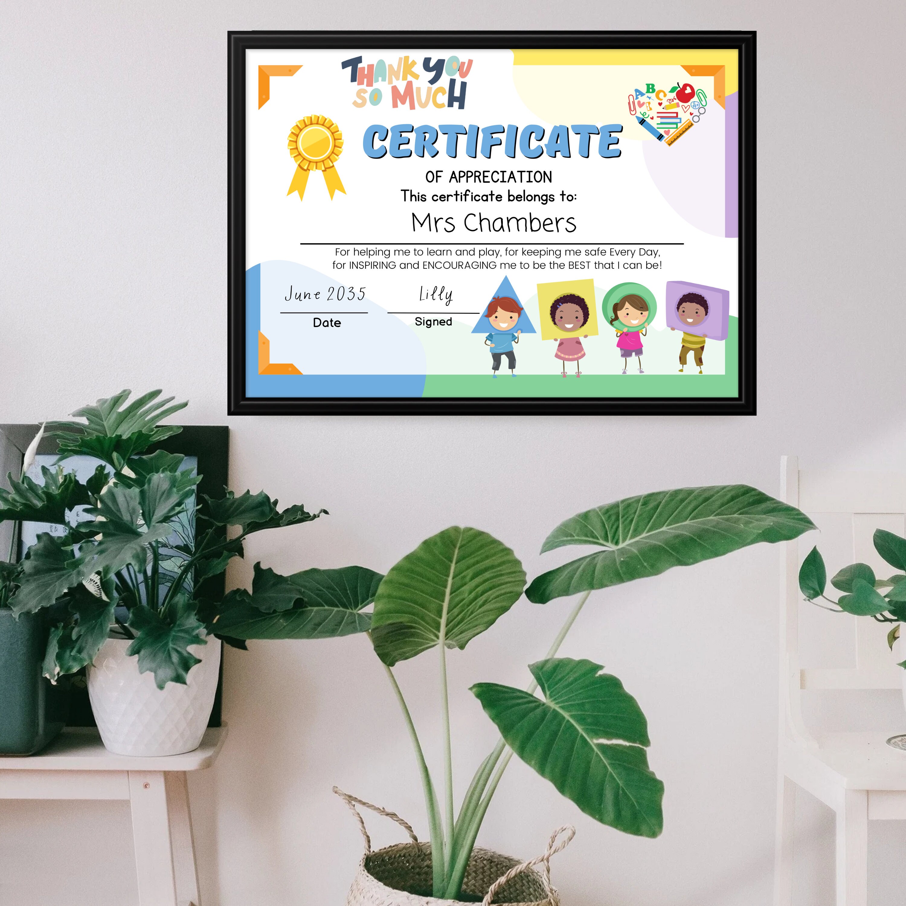 Teacher Appreciation Certificate Printable Wall Art Teacher Thank You ...