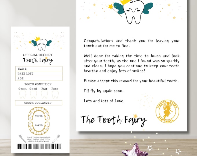Printable Tooth Fairy Letter and Receipt, Tooth Fairy Collection ...