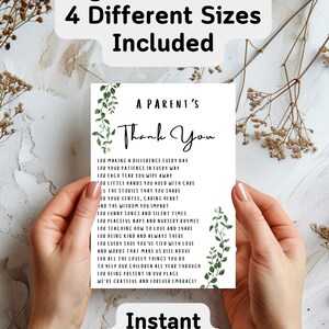 Parent Teacher Appreciation Printable Card Wall Art Thank You Gift ...