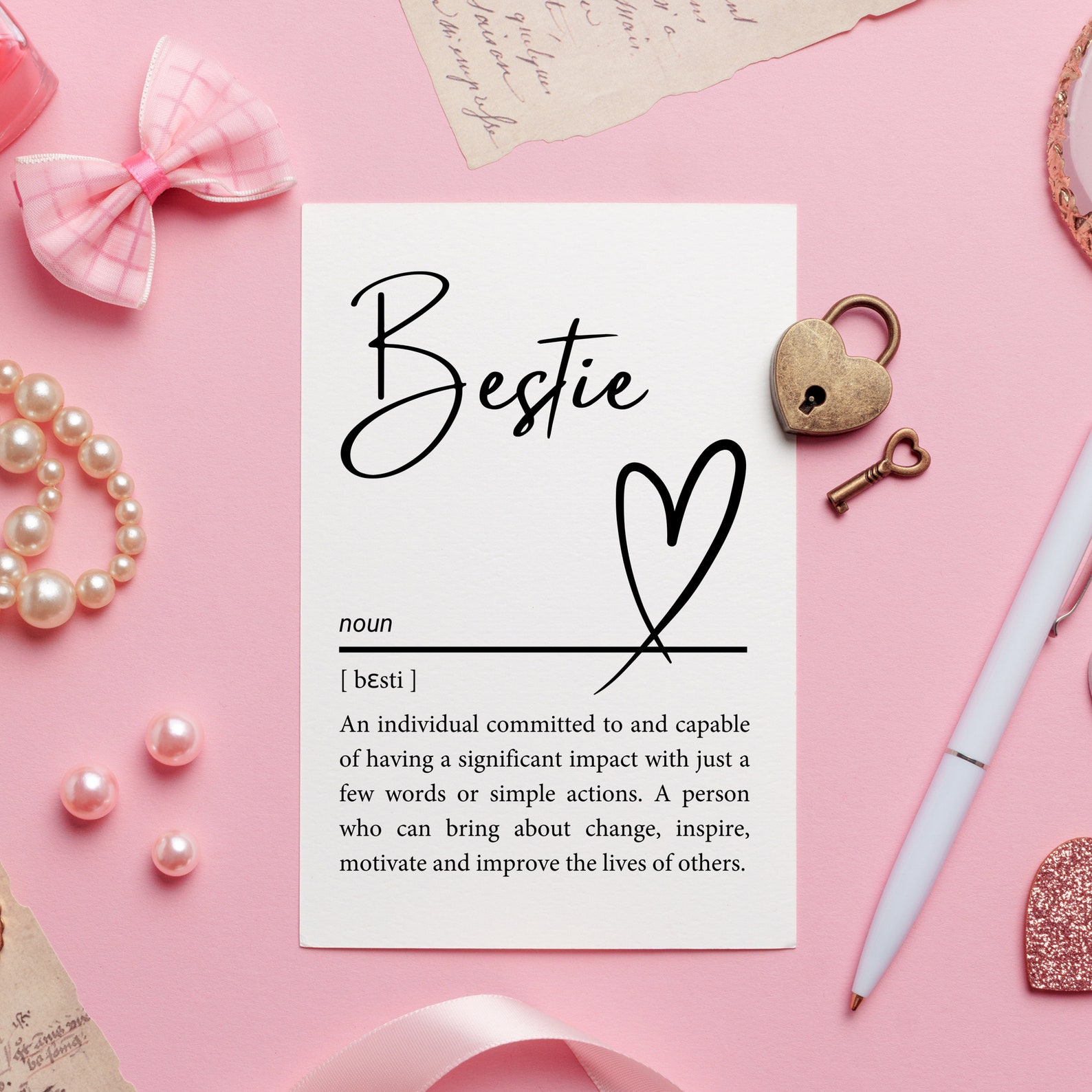 Bestie Gift | Dictionary Definition Quote Printable Card Wall Art Thank ...