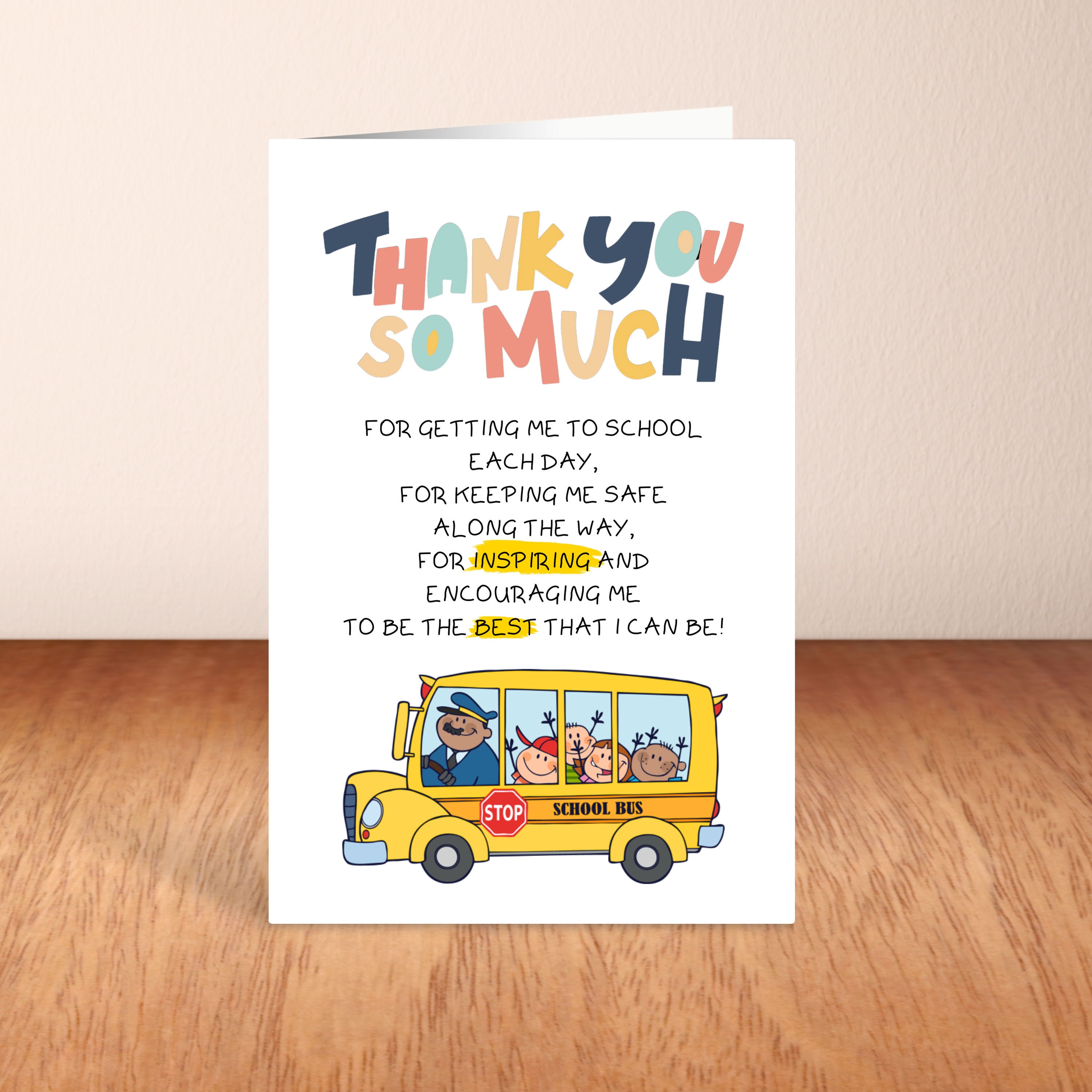 School Bus Driver Thank You Card & Wall Art (digital Download) - Etsy