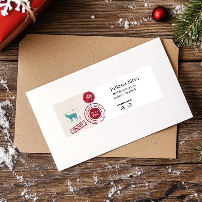 Editable Santa Letter Kit: Nice List Certificate, Mailing Labels (canva ...
