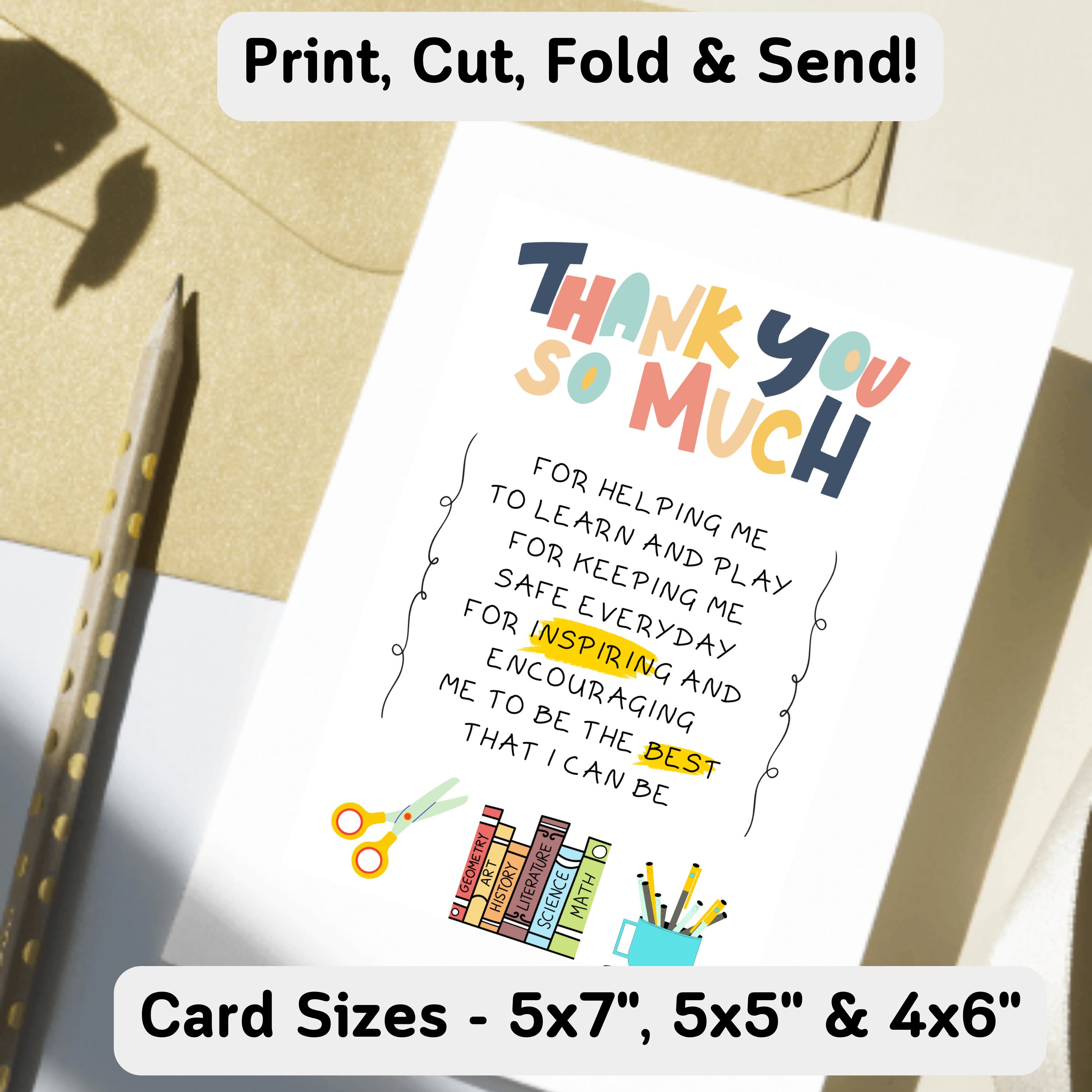 Teacher Appreciation Gift Card Printable and Wall Art Instant Download ...