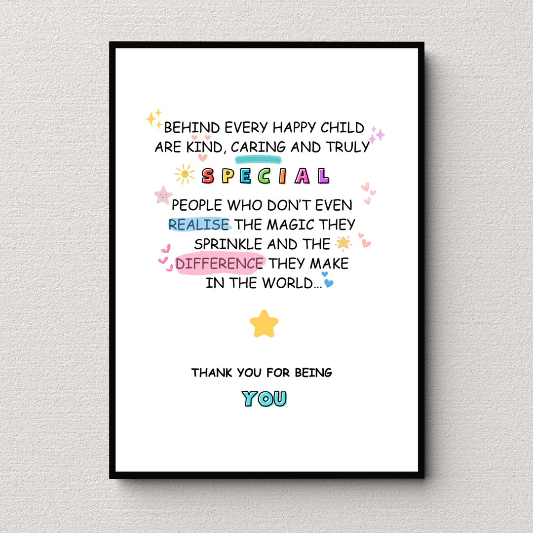 Behind Every Happy Child | UK SPELLING | Teacher Appreciation Printable ...