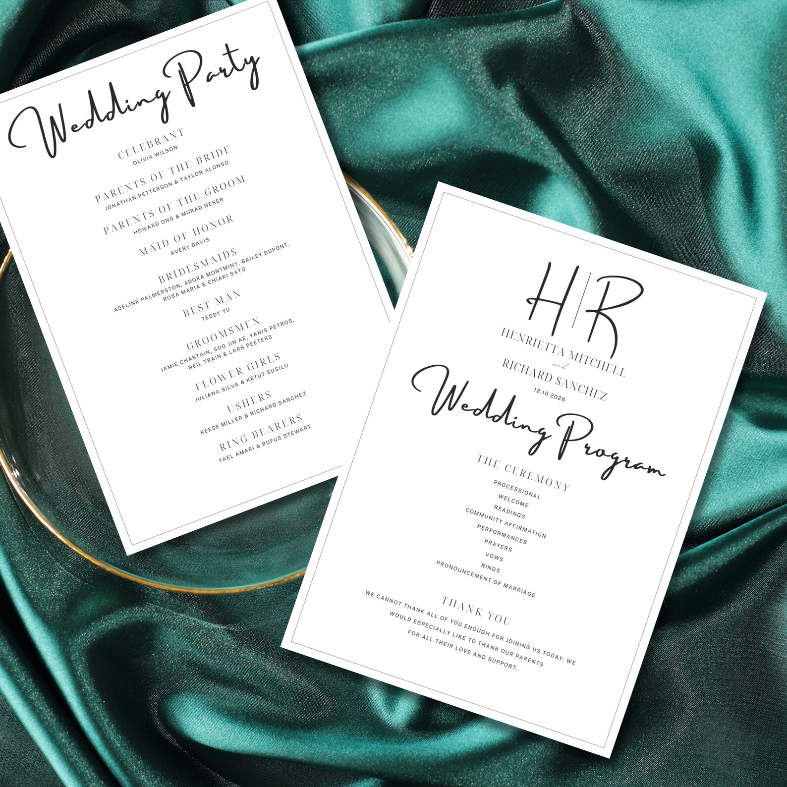 Modern Wedding Program Template, Minimalist Order of Service, Printable ...