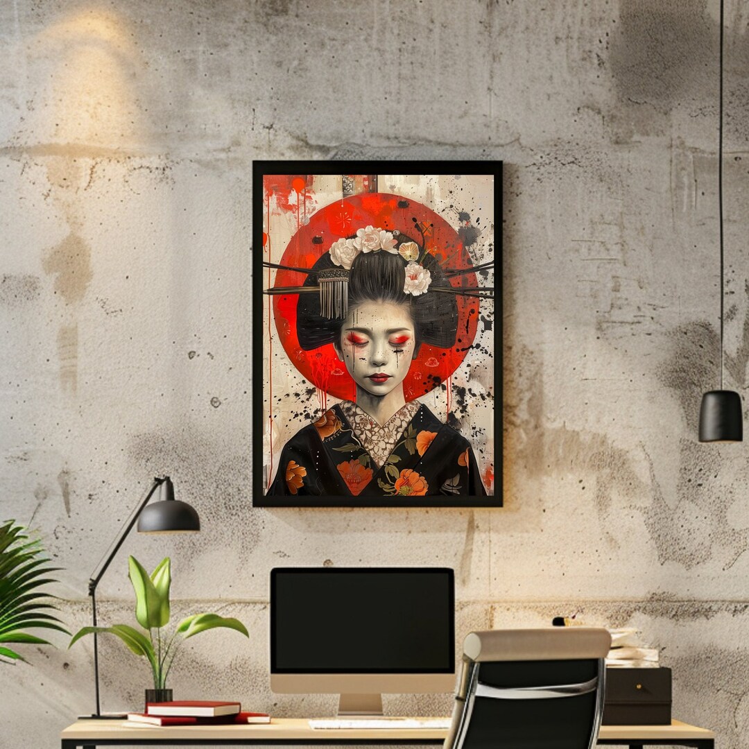 Japandi Geisha Wall Art: Japanese Card Template (digital Download) - Etsy