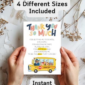 School Bus Driver Thank You Card & Wall Art (digital Download) - Etsy