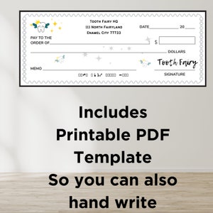 CUSTOMIZABLE Tooth Fairy Check Upload to Canva Instant Download - Etsy