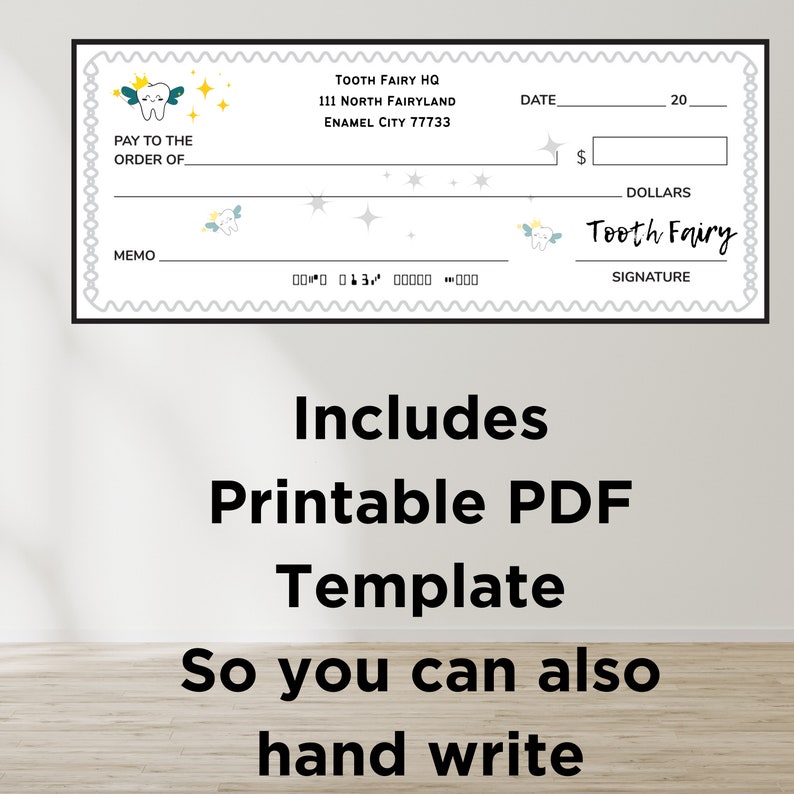 Editable Tooth Fairy Check Upload to Canva Instant Download - Etsy