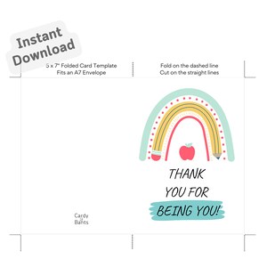 Teacher Appreciation Card Printable - Thank You for Being You - End of ...