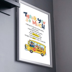 School Bus Driver Thank You Card & Wall Art (digital Download) - Etsy