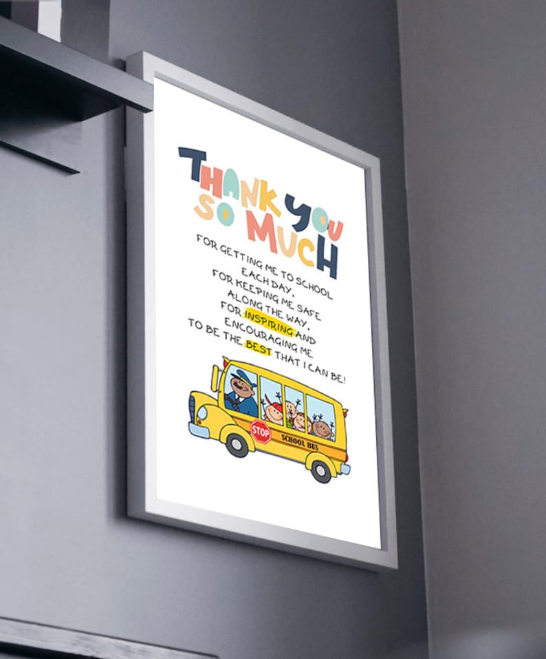 School Bus Driver Thank You Card & Wall Art (digital Download) - Etsy