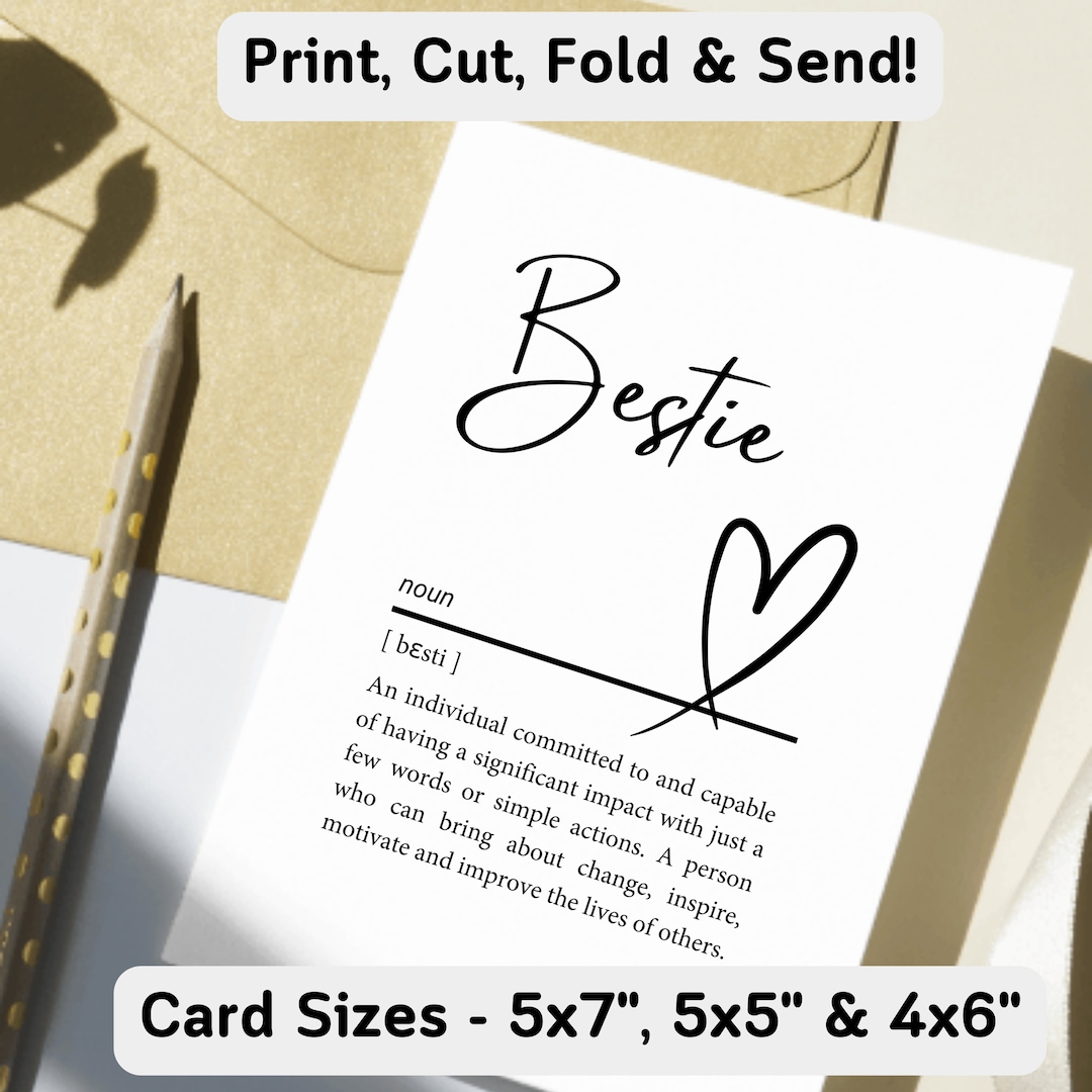 Bestie Gift | Dictionary Definition Quote Printable Card Wall Art Thank ...