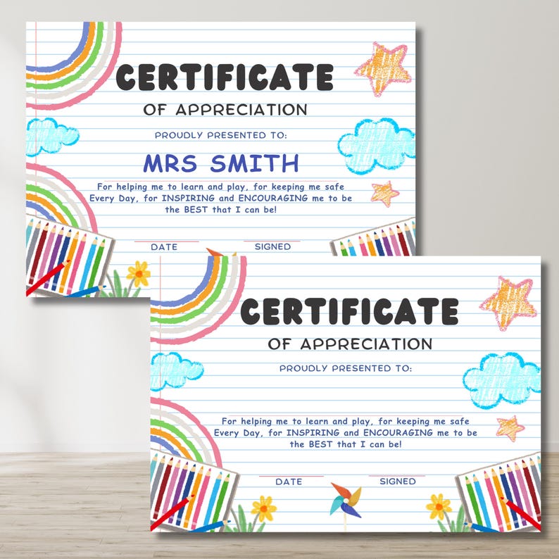 Teacher Appreciation Certificate Printable Wall Art Teacher Thank You ...