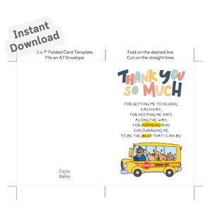 School Bus Driver Thank You Card & Wall Art (digital Download) - Etsy