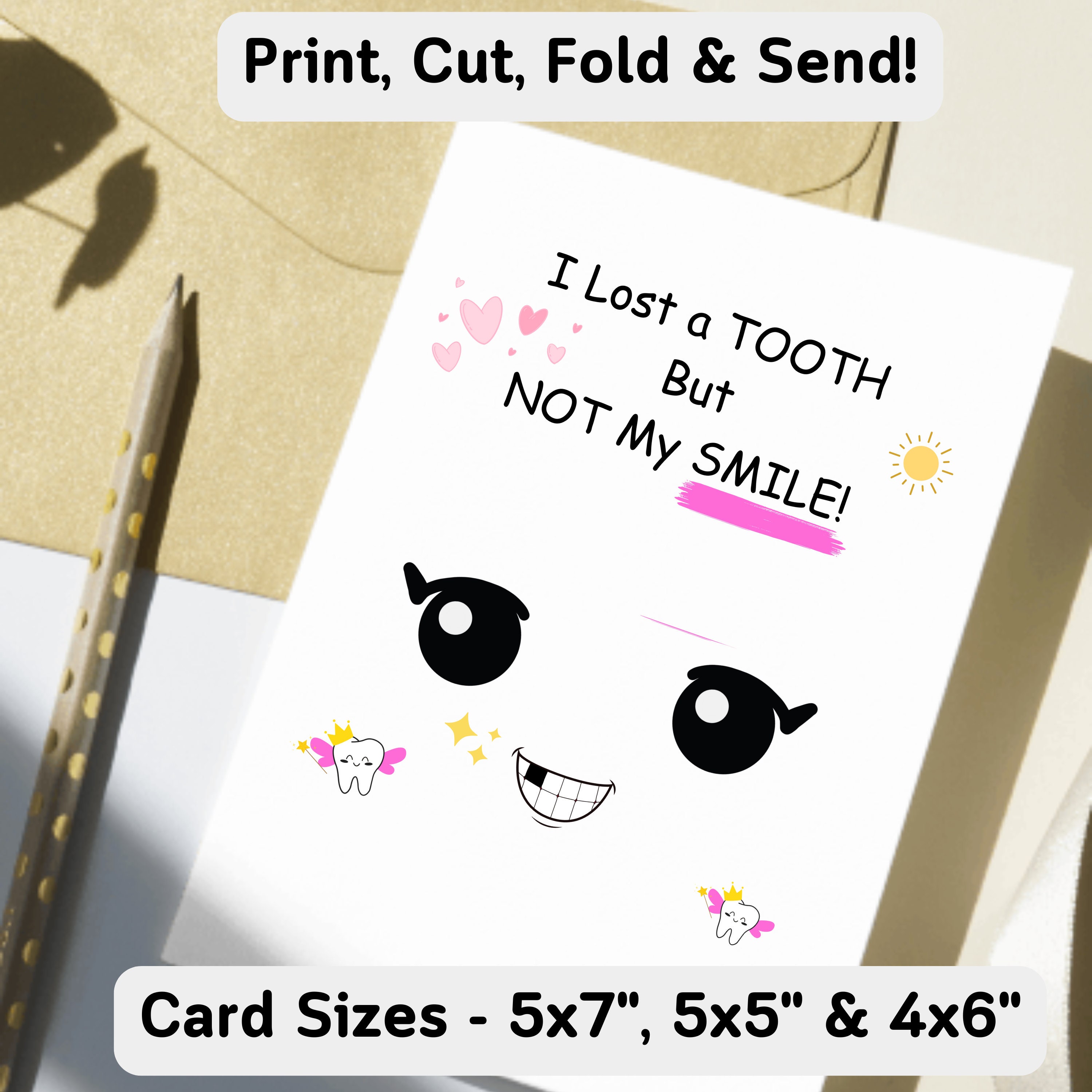 Tooth Fairy Card, Tooth Card, Tooth Fairy Accessory, Tooth Fairy Gift ...