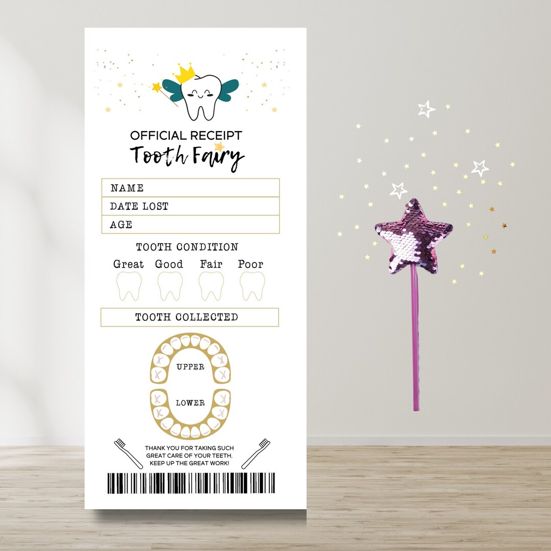 Editable Tooth Fairy Receipt Upload to Canva Instant Download - Etsy