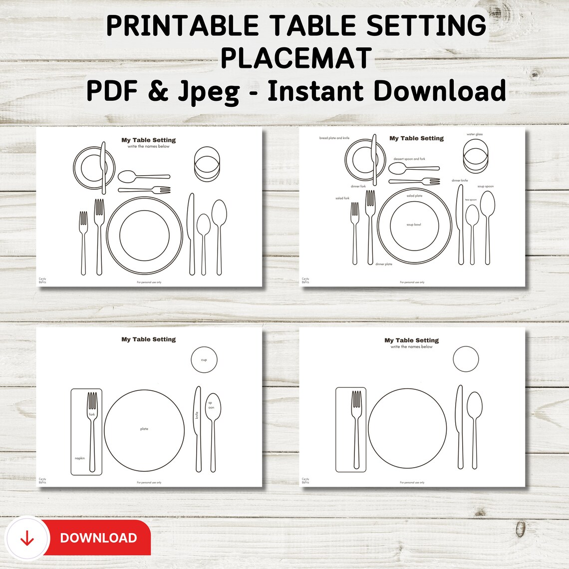Montessori Table Setting Placemat Printables: Etiquette Coloring Page ...