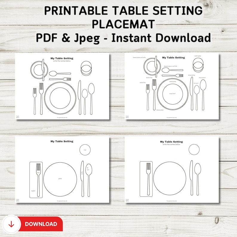 Montessori Table Setting Placemat Printables: Etiquette Coloring Page ...