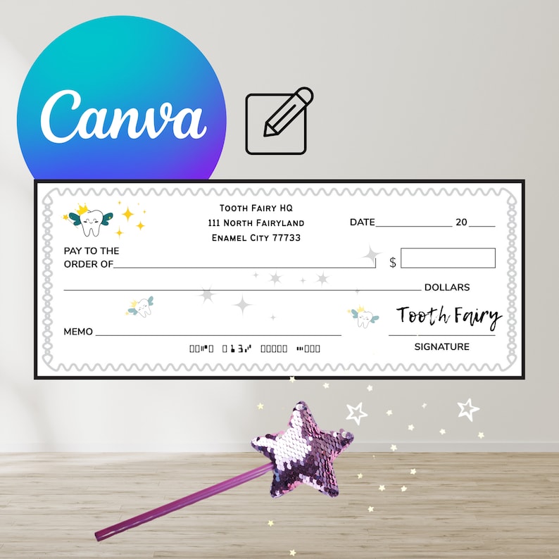 Editable Tooth Fairy Check Upload to Canva Instant Download - Etsy
