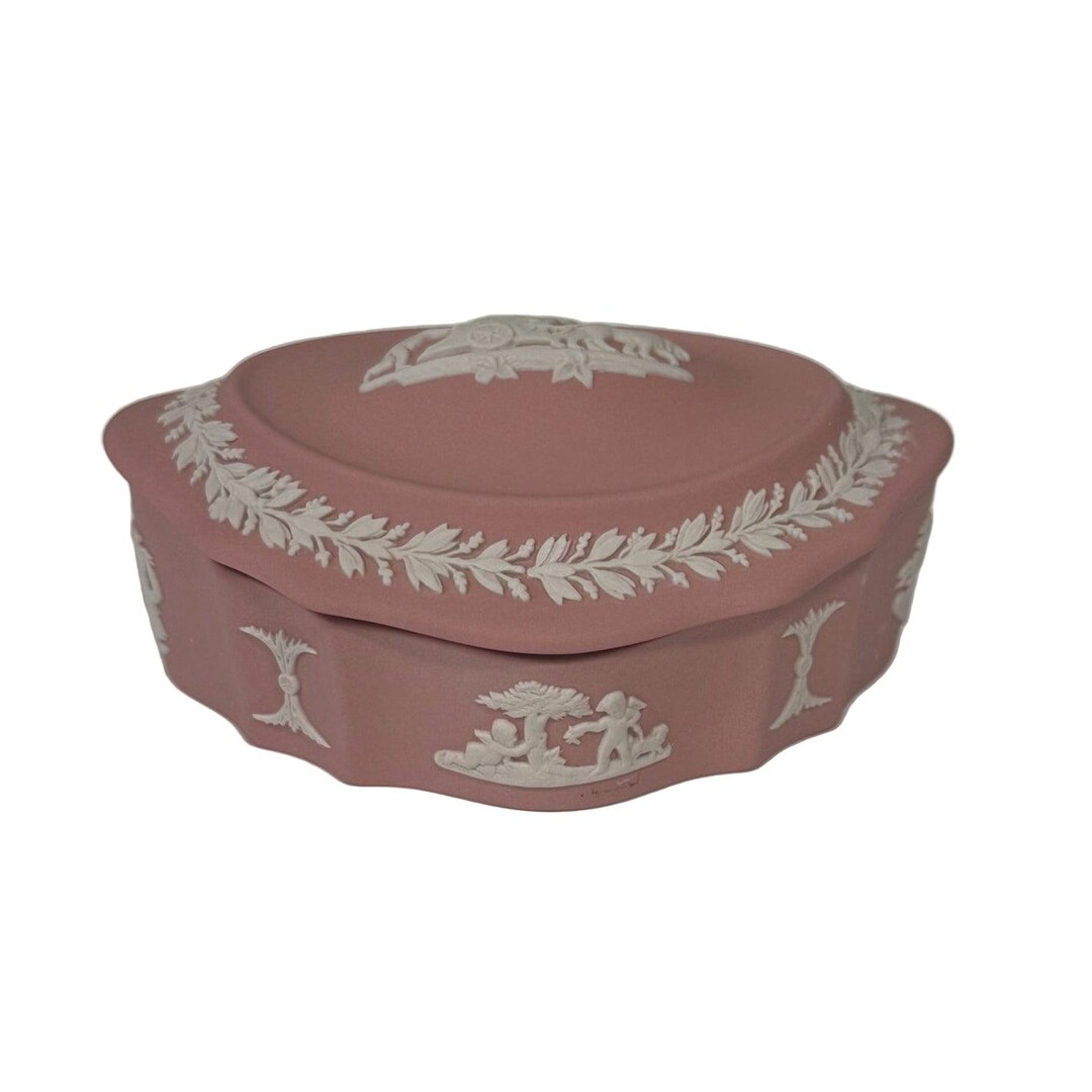 Wedgwood (england) Jasperware Pink Oval Trinket Box - Etsy