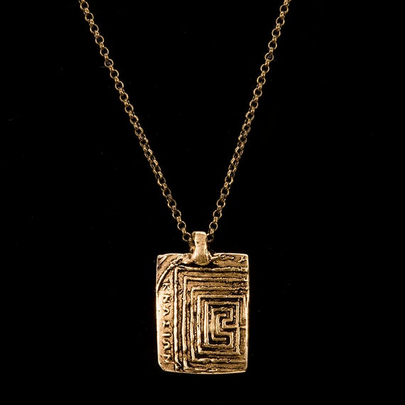 LABYRINTH NECKLACE Labyrinth Jewelry Maze Necklace Greek - Etsy