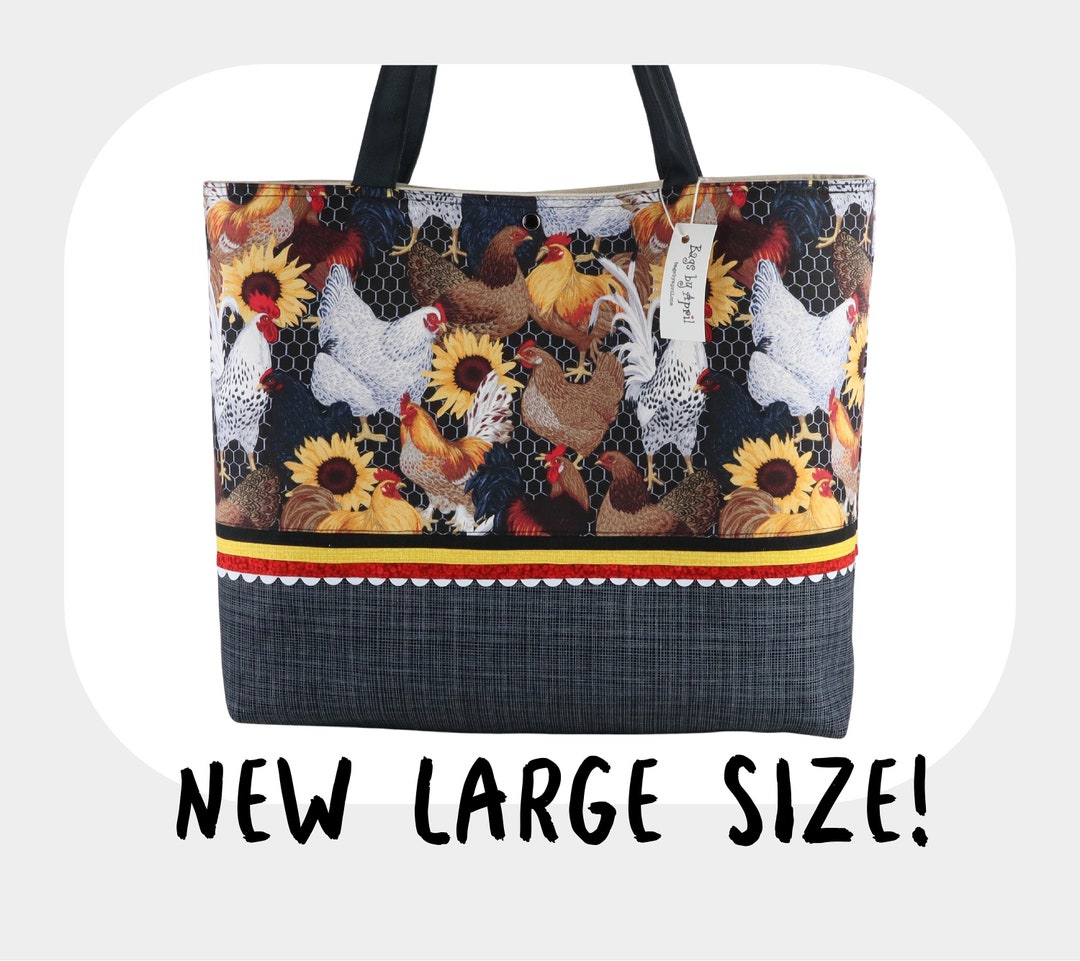NEW Large Size Roosters Hens and Sunflowers Shoulder Bag Tote - Etsy