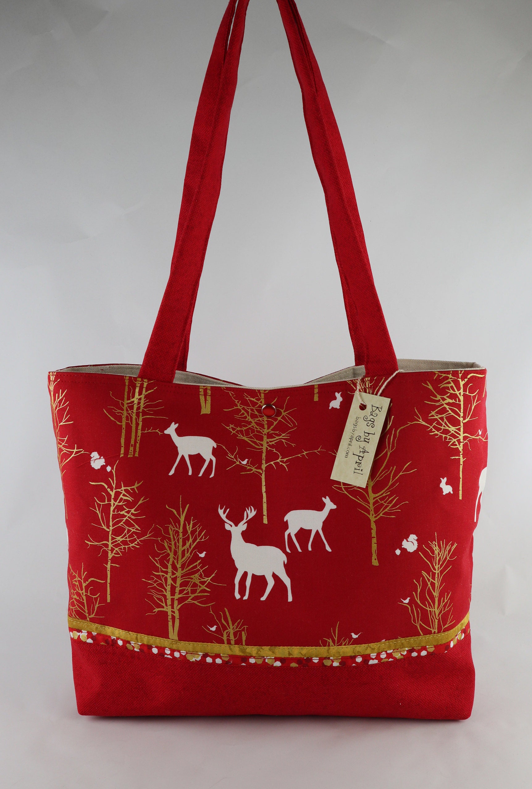 Winter Holiday Shoulder Bag Deer purse Woodland Animals tote | Etsy