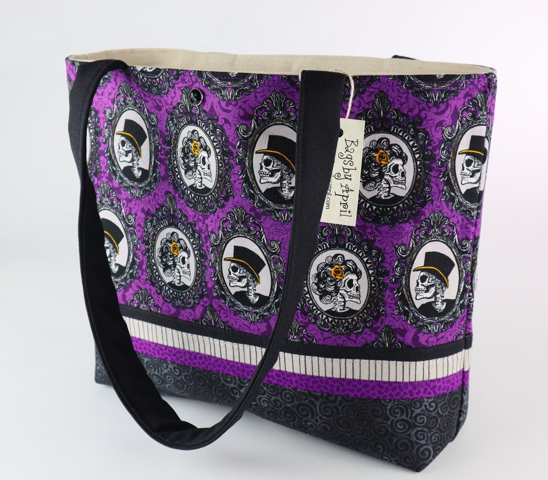 Halloween Shoulder Bag Skeleton Head Portrait Handbag Damask Skull ...