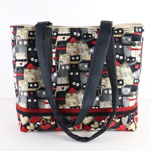 Kitty Love Shoulder Bag Purse Valentine Hearts Handbag Cat Lover Tote ...