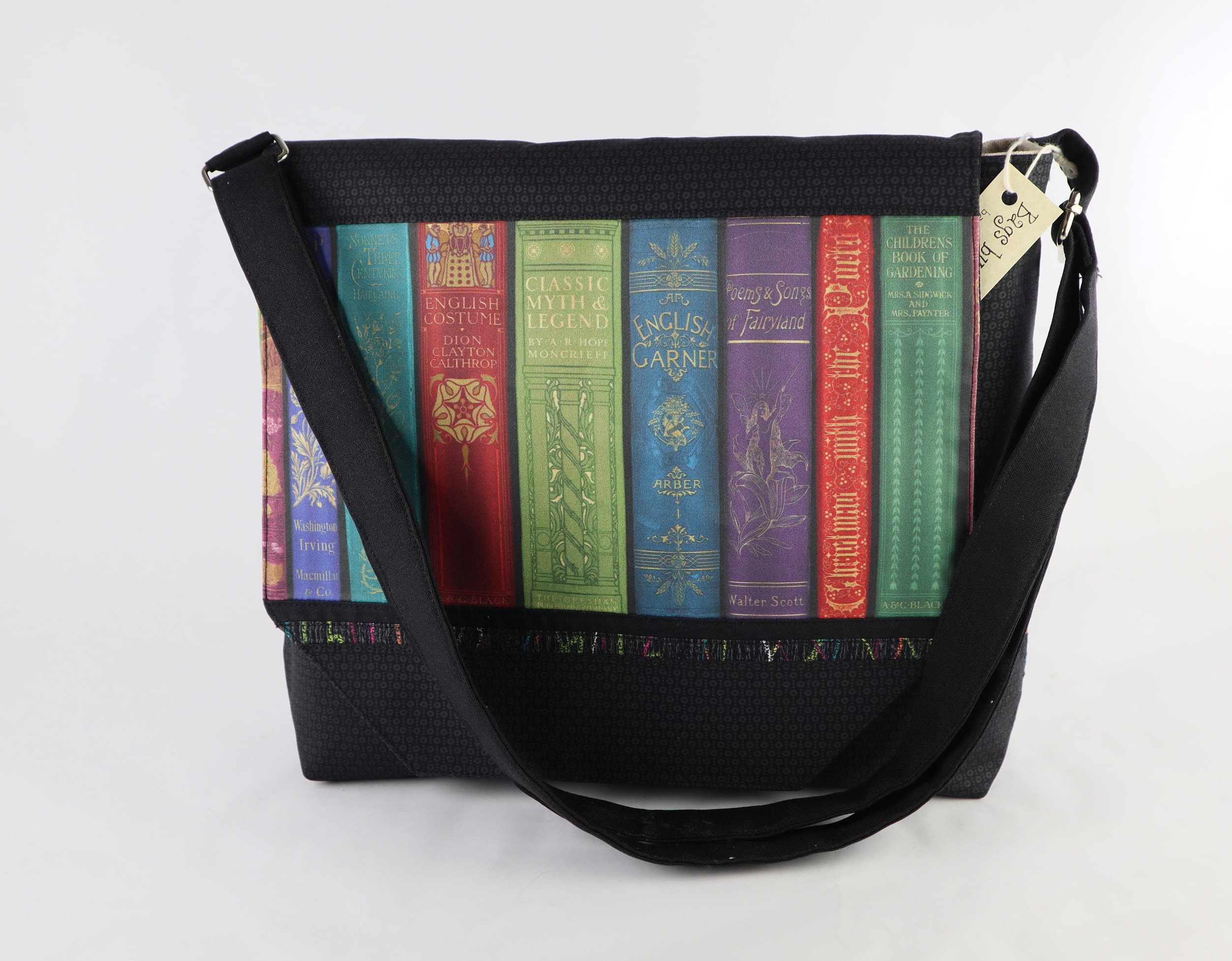 Vintage Library Books Messenger Style Bag Librarian Book Shelf | Etsy