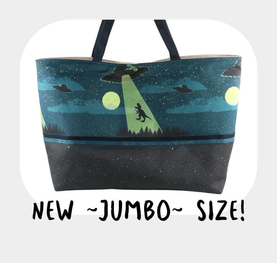 New JUMBO Size Dinosaur UFO Abduction Shoulder Tote Dino Bag - Etsy