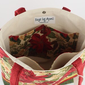 Christmas Splendor Poinsettia and Roses Shoulder Bag Purse Winter Tote ...