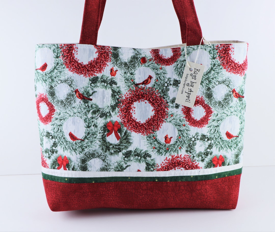 Christmas Wreaths Shoulder Bag Purse Winter Holiday Cardinals Tote ...