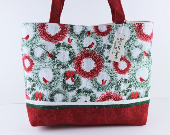 Christmas Wreaths Shoulder Bag Purse Winter Holiday Cardinals Tote ...