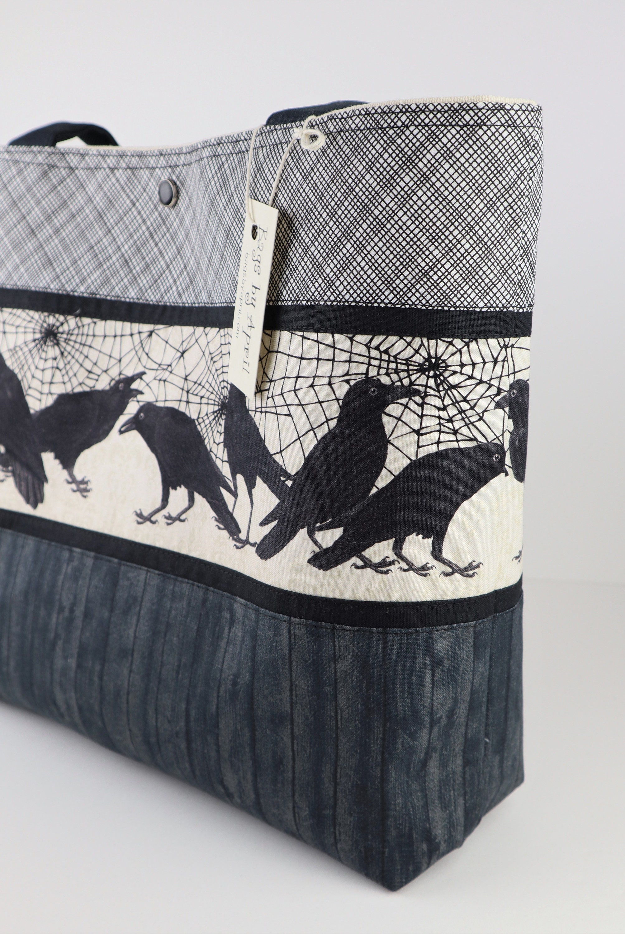 Poe Raven Shoulder Bag Nevermore Purse Halloween Tote Spider Web ...