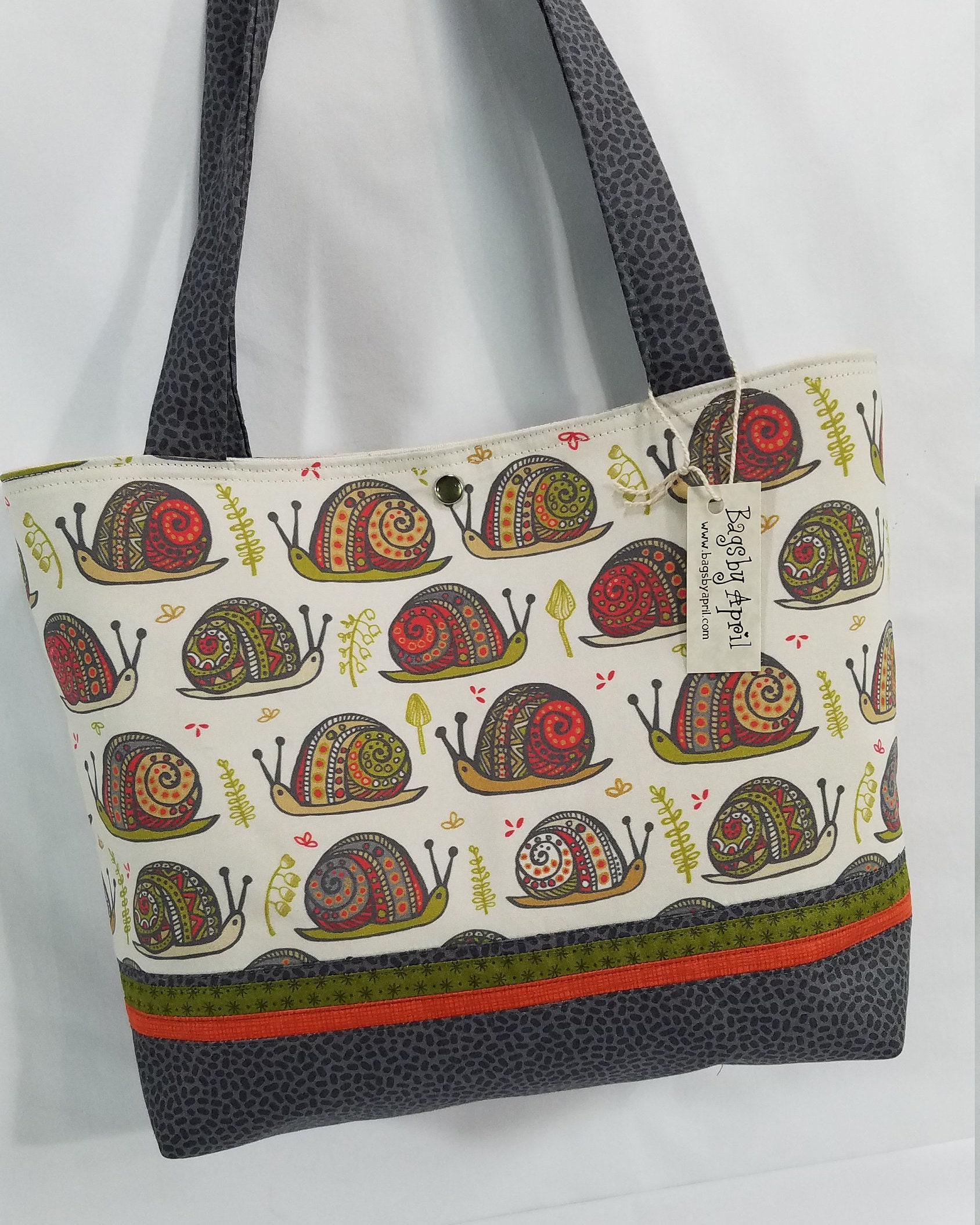 Snail handbag Bohemian tote bag Boho fabric purse Fall Colors | Etsy