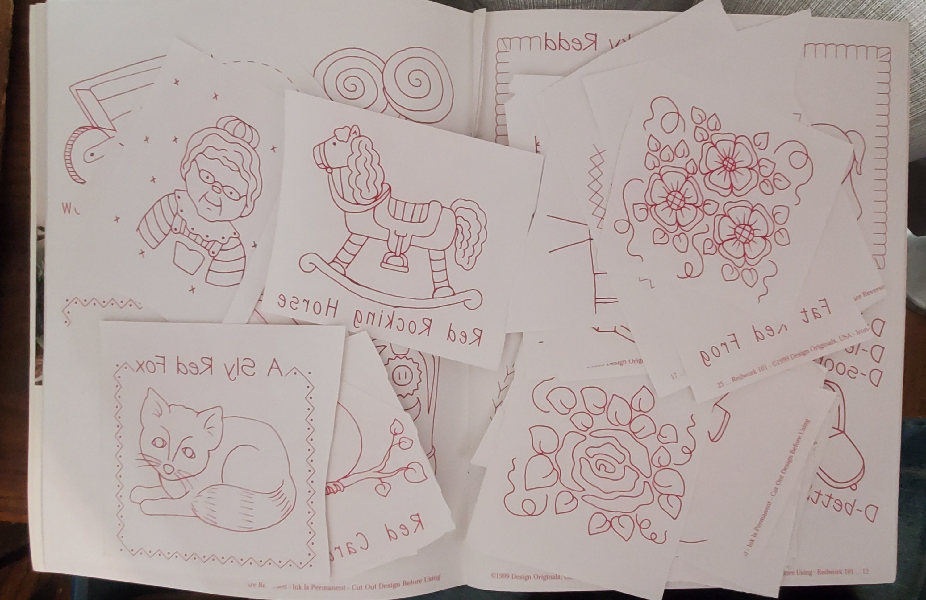 Four Redwork Books for Quilting and Sewing Two-color Quilts, Learn to ...