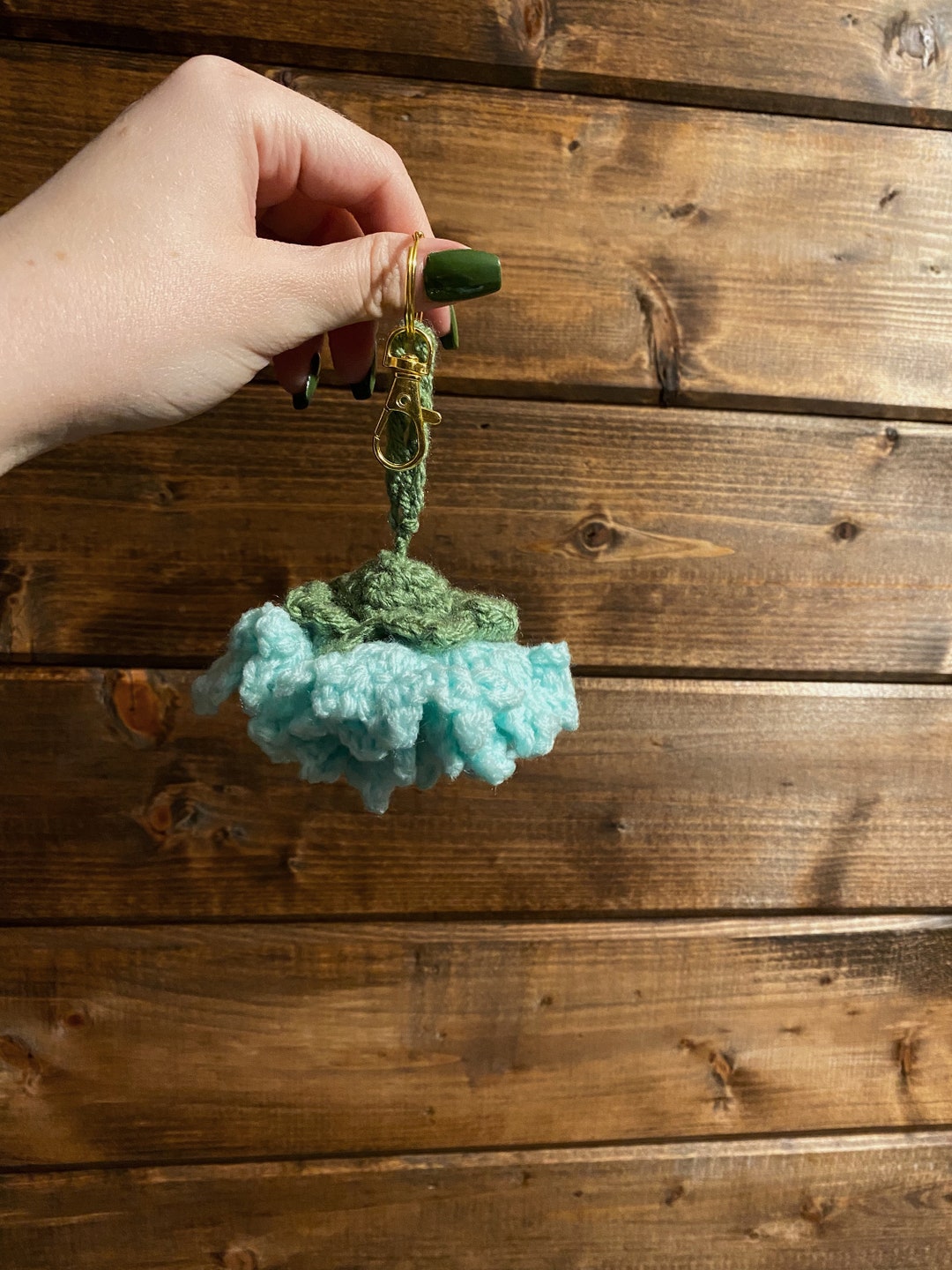 Light Blue Crochet Carnation Keychain Flower Keychain - Etsy