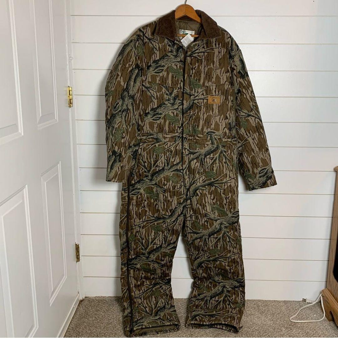 Duxbak Quilted Insulated Camo Mossy Oak Coveralls Overalls Vintage ...
