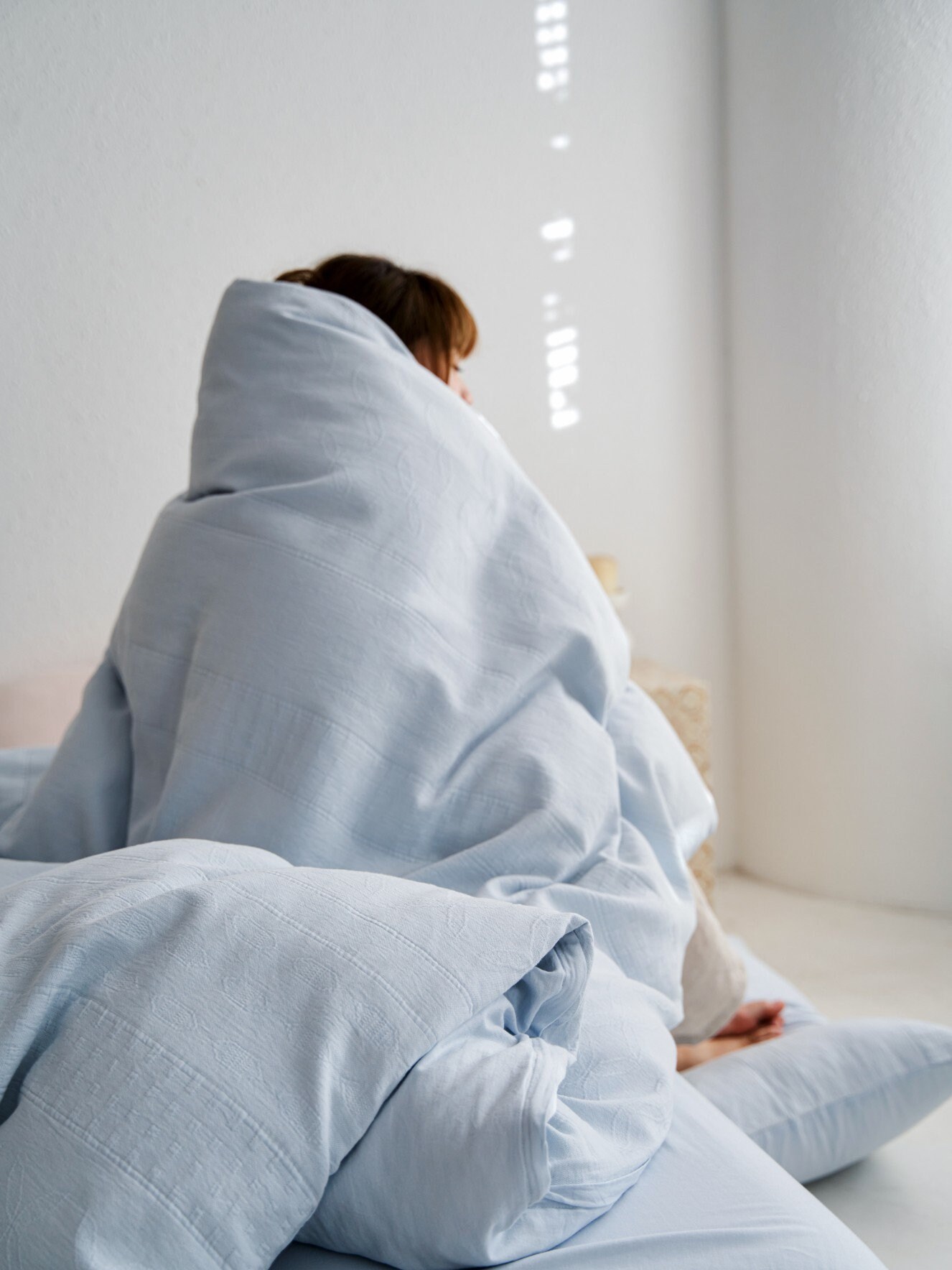 100% Cotton Duvet Cover Set, Light Blue Jacquard Duvet Cover, Farmhouse ...