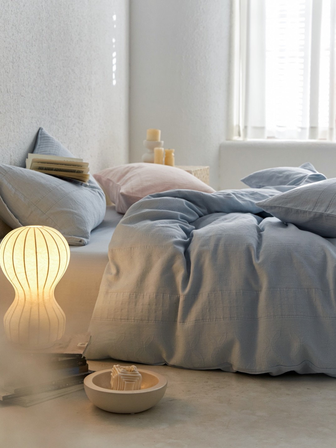 100% Cotton Duvet Cover Set, Light Blue Jacquard Duvet Cover, Farmhouse ...