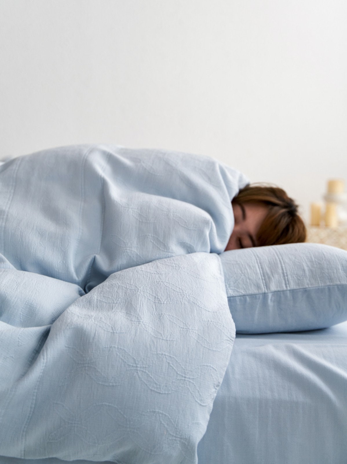 100% Cotton Duvet Cover Set, Light Blue Jacquard Duvet Cover, Farmhouse ...