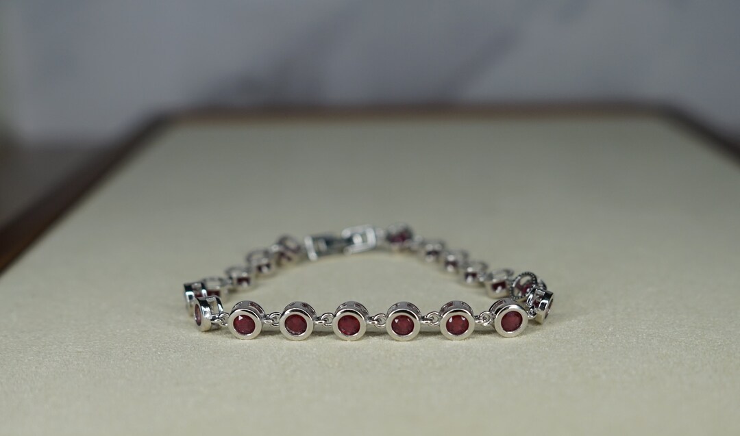 Natural 6.46cttw Ruby Tennis Bracelet - 925 Sterling Silver - 7in - Etsy