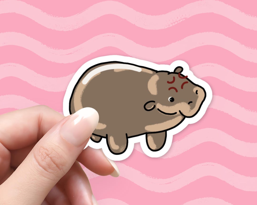 Moo Deng Sticker, Angry Moo Deng, Cute Hippo, Kindle Sticker, Bookish ...
