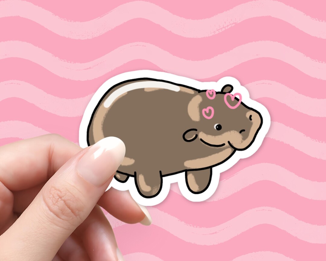 Moo Deng Sticker, Cute Moo Deng, Cute Hippo, Kindle Sticker, Bookish ...
