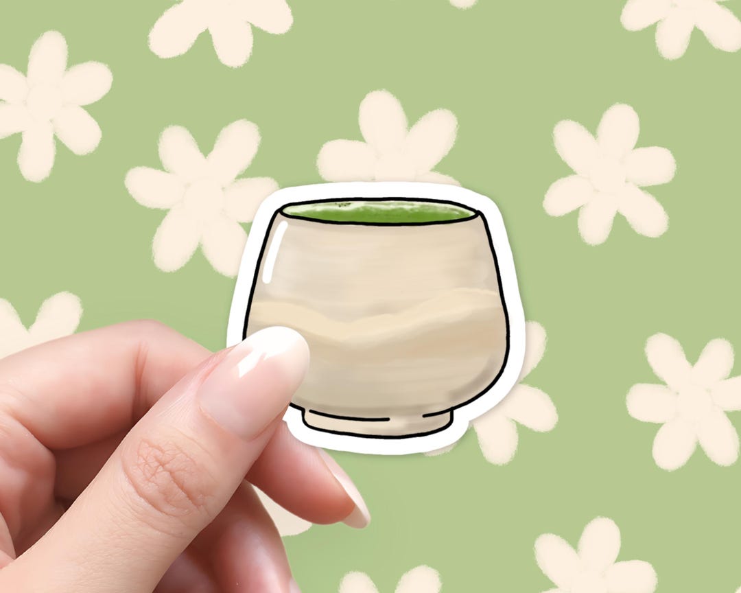 Hot Matcha Latte Sticker Cute Cafe Decal for Kindles, Laptops & Water ...