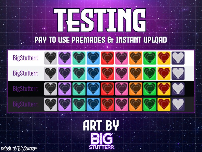 Heart Bit and Sub Badges Pack for Twitch, Kick, Discord Custom Emotes ...