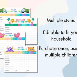 Editable Kids Chore Chart Template | 4 Fun Styles | Easy Canva Edit ...